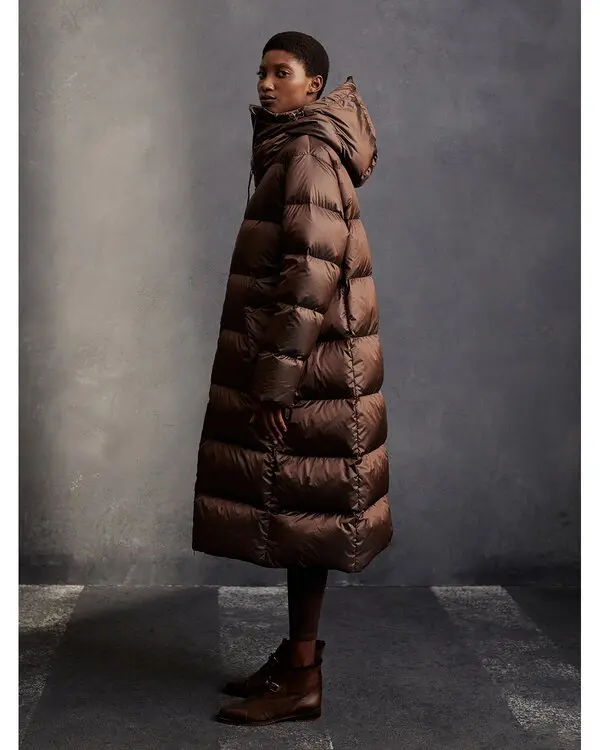 Varley Payton Down Puffer Coat In Dark Truffle Metallic - 76% Off